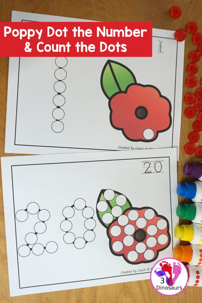 Poppy Dot the Number & Count the Dots: Numbers 0 to 20 – 3 Dinosaurs