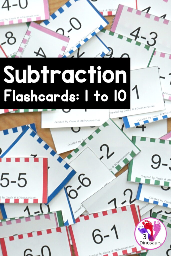 Free Subtraction Flashcard Printables: Subtraction from 1 to 10 – 3 ...