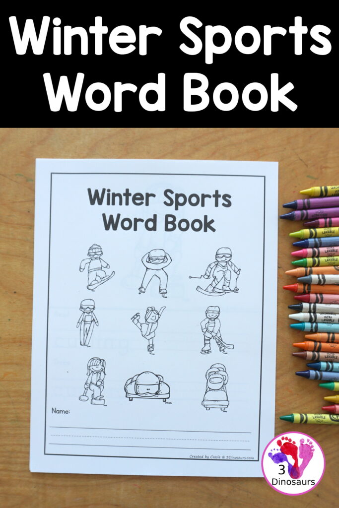 Free Winter Sports Word Book Printable – 3 Dinosaurs