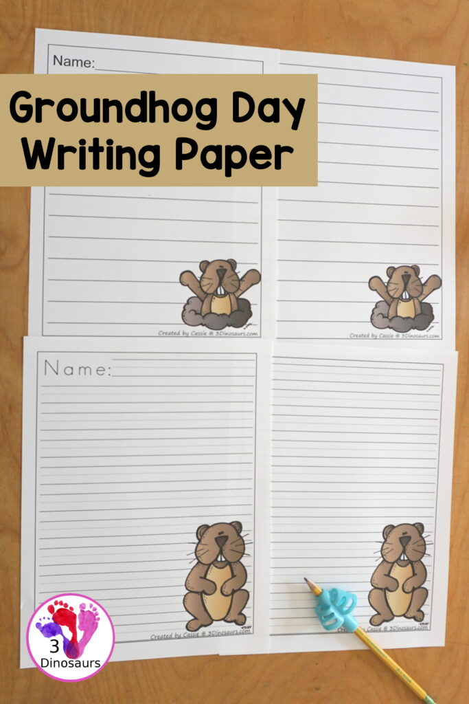 Free Groundhog Writing Paper Printables – 3 Dinosaurs