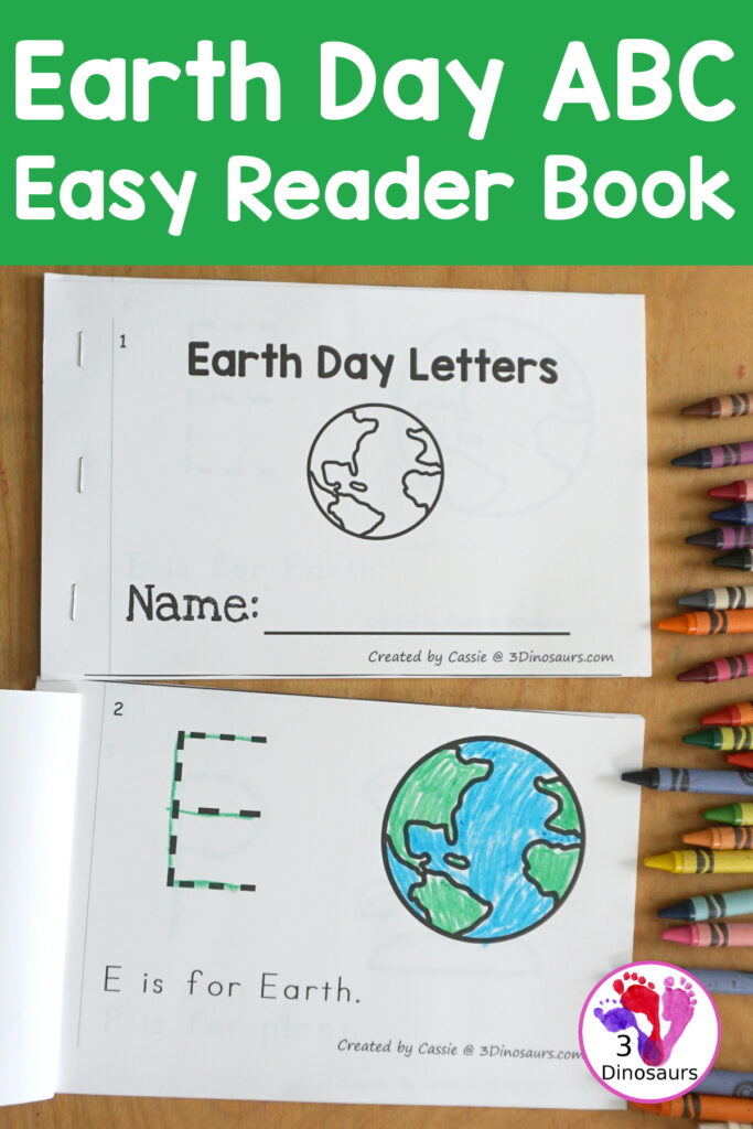 Free Earth Day ABC Easy Reader Book Printable – 3 Dinosaurs